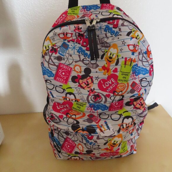 Disney | Bags | Disney Parks Original Backpack I Love Nerds Mickey ...